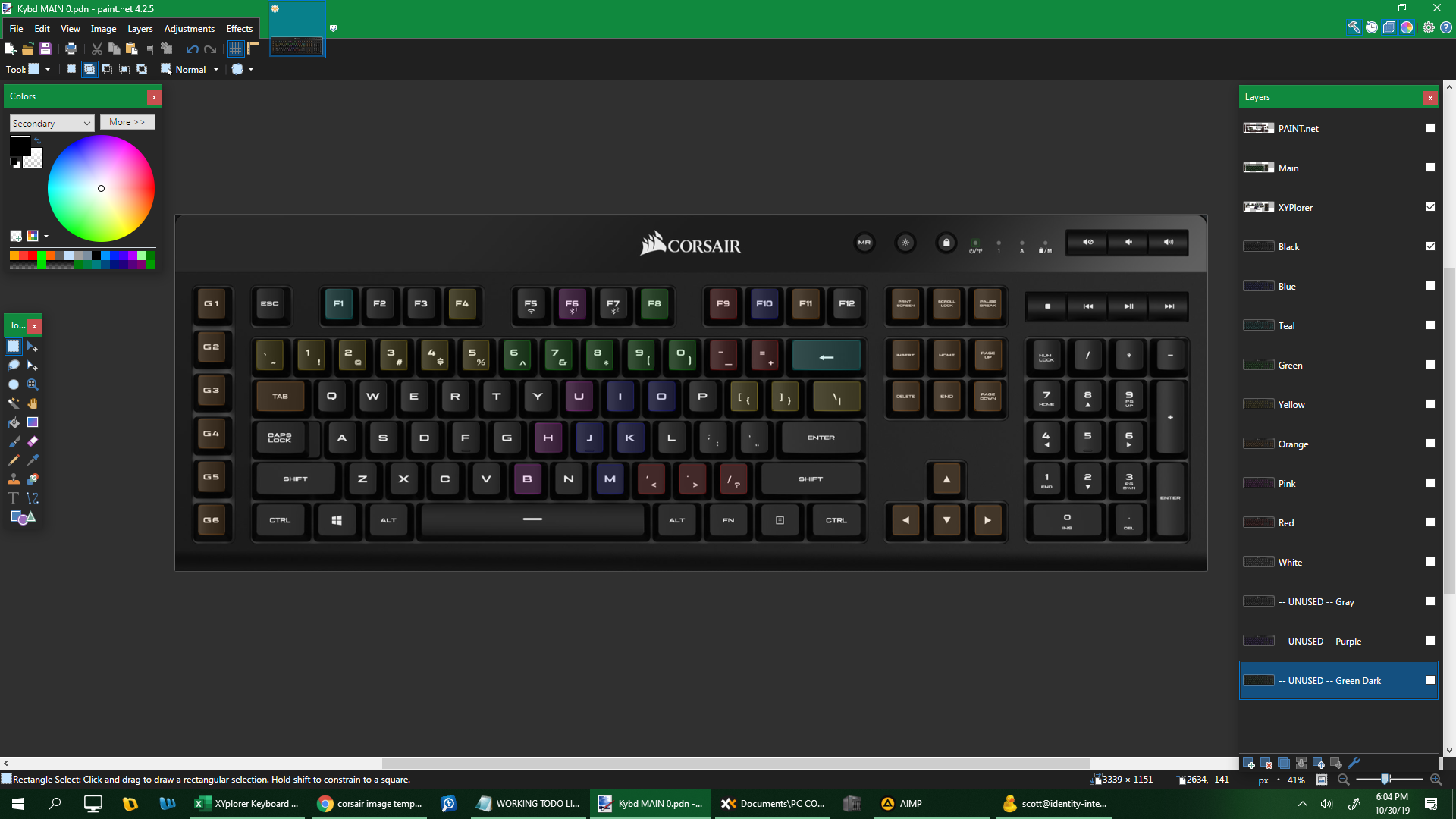 RGB Keyboard Key Map Color Per Key Diagram Template - iCUE Software ...